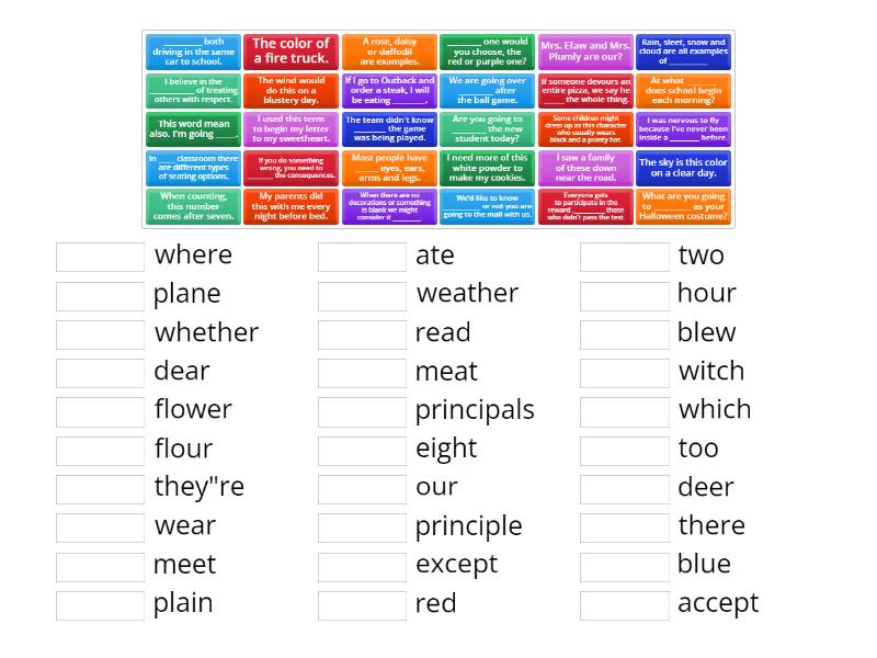 Homophones - Match up