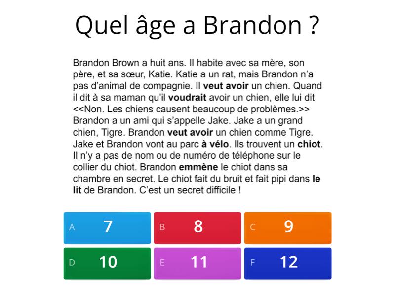 Brandon Brown Chapters 1-4 - Quiz