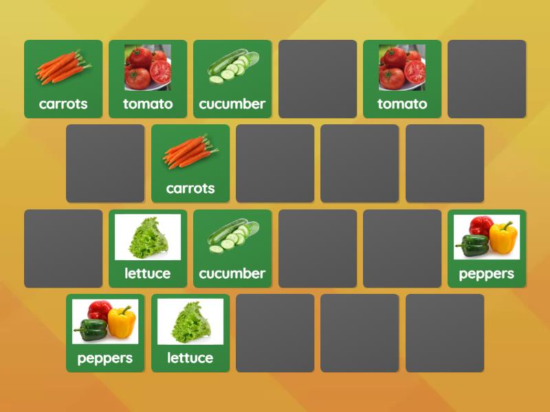 Matching Vegetables game - Matching pairs