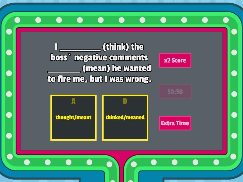 Irregular Verbs - Common Errors - Gameshow quiz