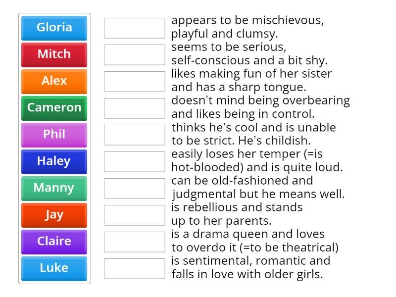 Modern Family - personality traits - Match up
