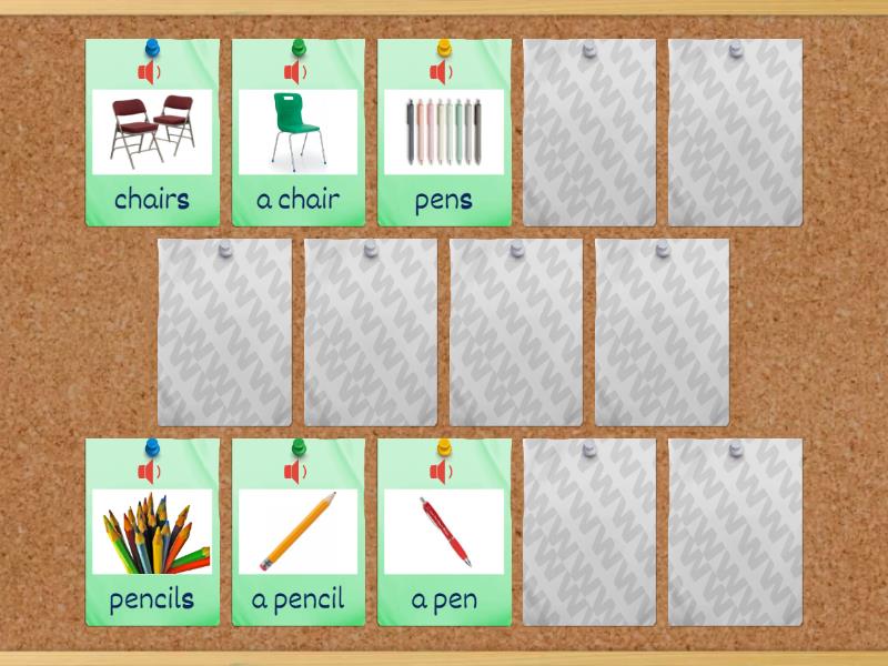 Kid's box 1 school objects (singular - plural) - Matching pairs