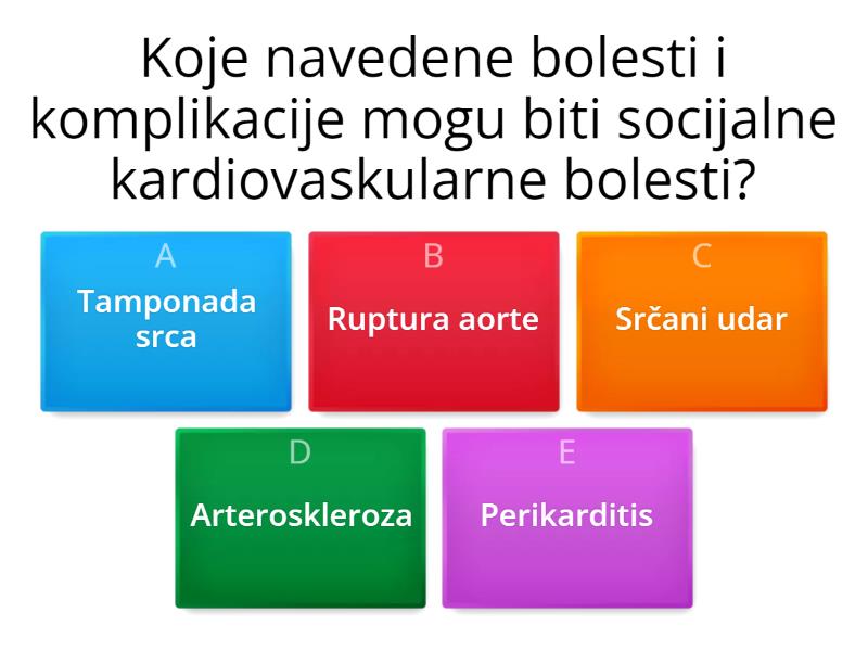 Socijalne bolesti - kardiovaskularne bolesti - Quiz