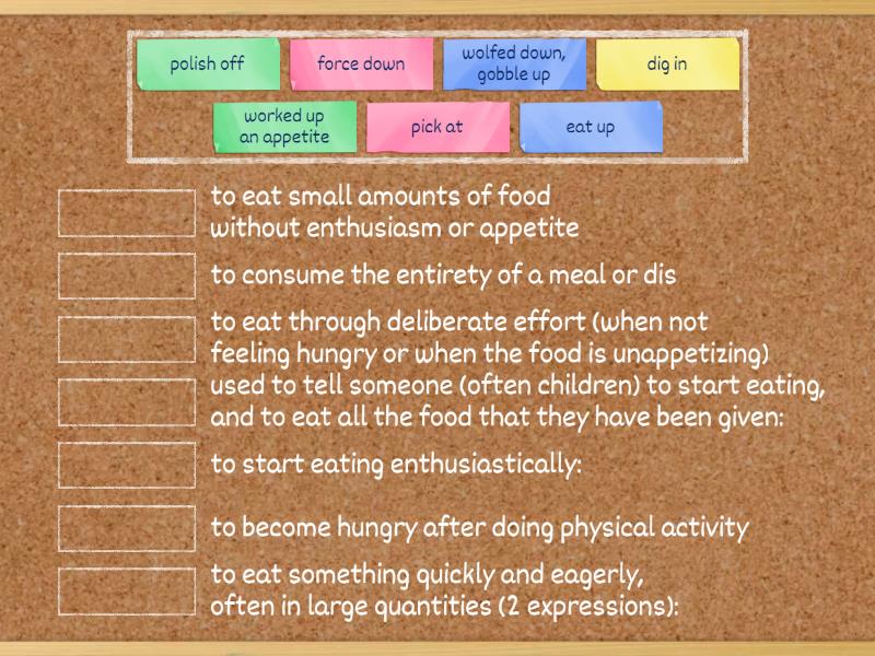 PHRASAL VERBS: EATING. part 2 [2] - Match up