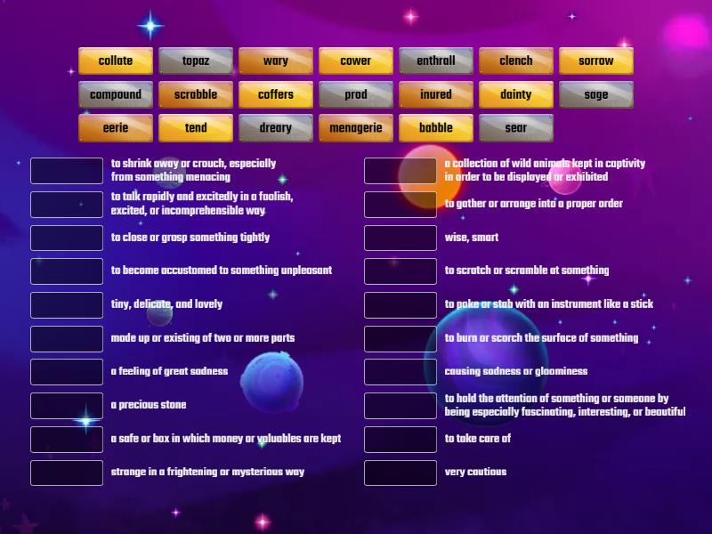 "The Star Beast" Vocabulary - Une las parejas