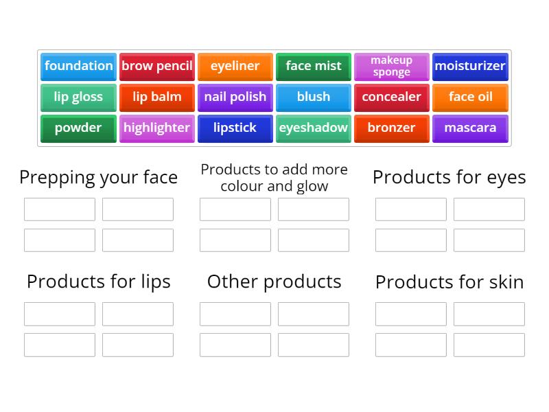 Makeup vocabulary - Ordenar por grupo
