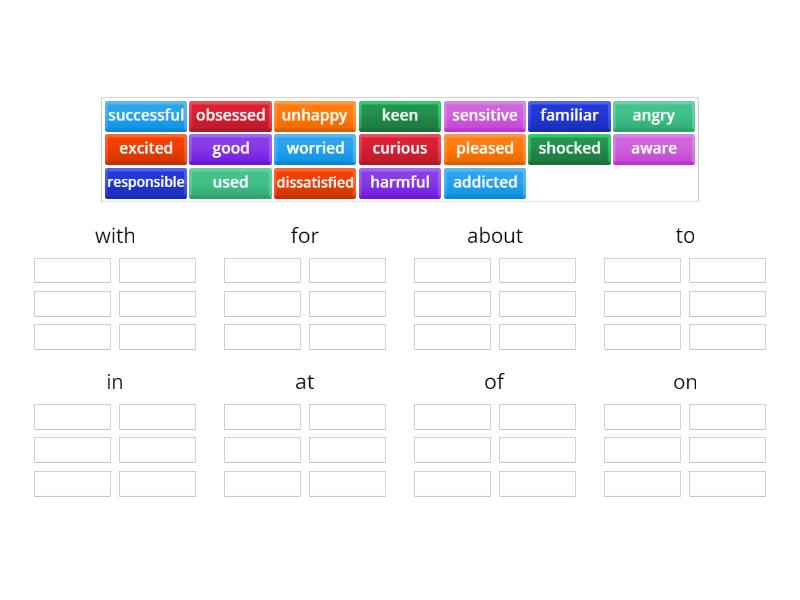 Adjective+preposition - Group sort