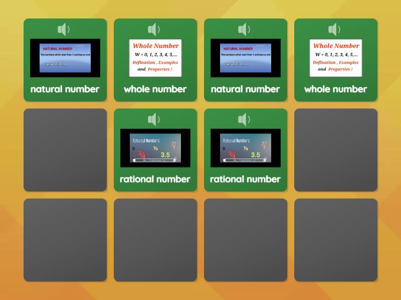 Algebra 1 Terms-The Real Number System - Matching pairs