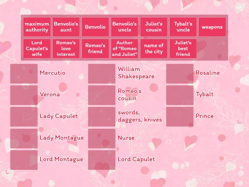 "Romeo and Juliet" (character names) - Match up