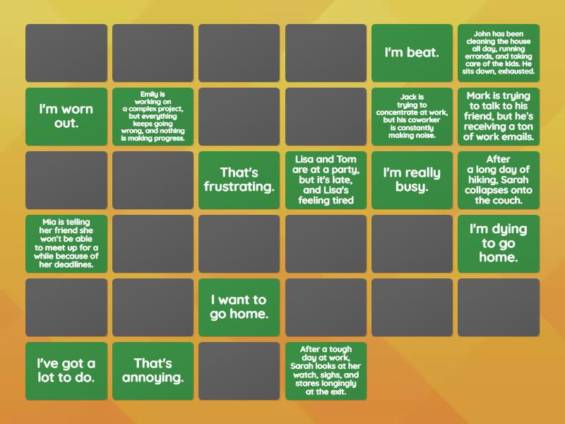 Idiomatic Expressions - Daily Routine - Matching pairs
