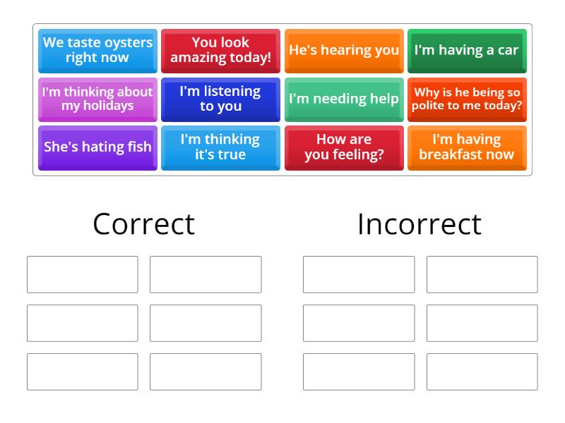 Non continuous verbs - Group sort