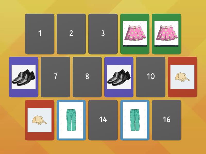 Clothes Match the pairs - Matching pairs