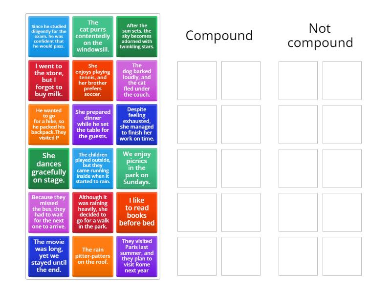 Identify compound sentences - Group sort
