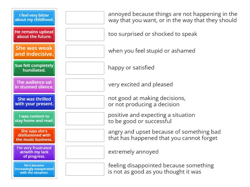 Describing feelings - Match up
