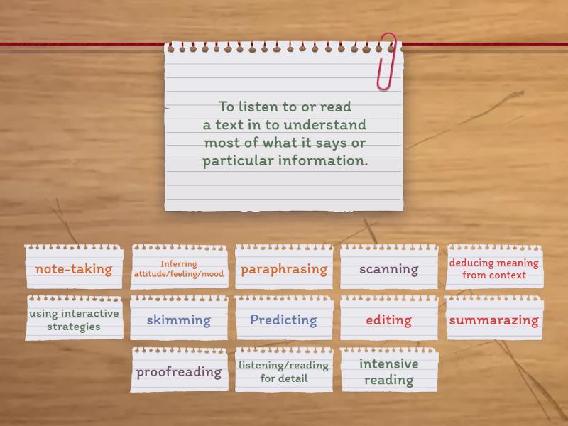 04. English language subskills - Find the match