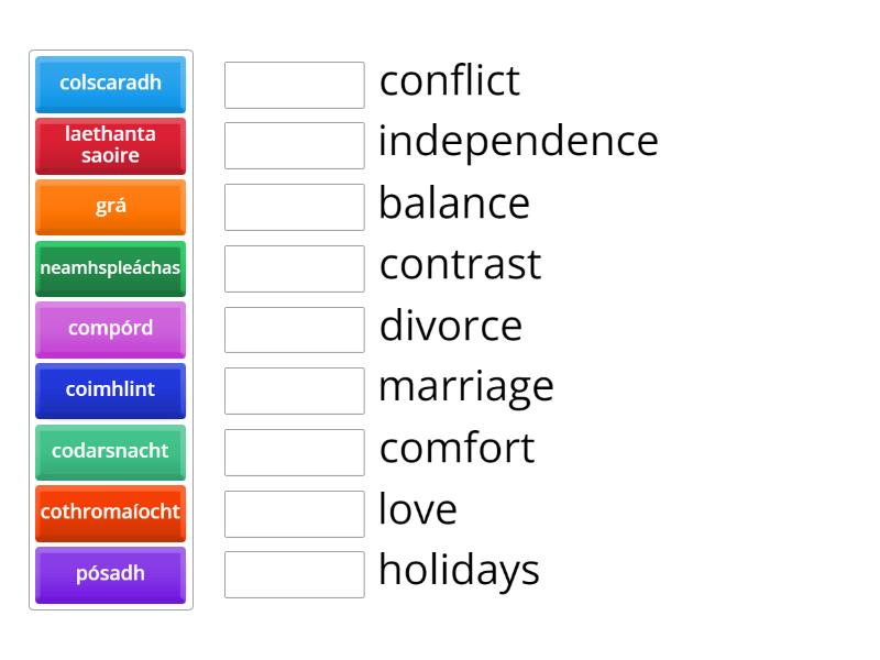 Colscaradh Eochairfhocail - Match up