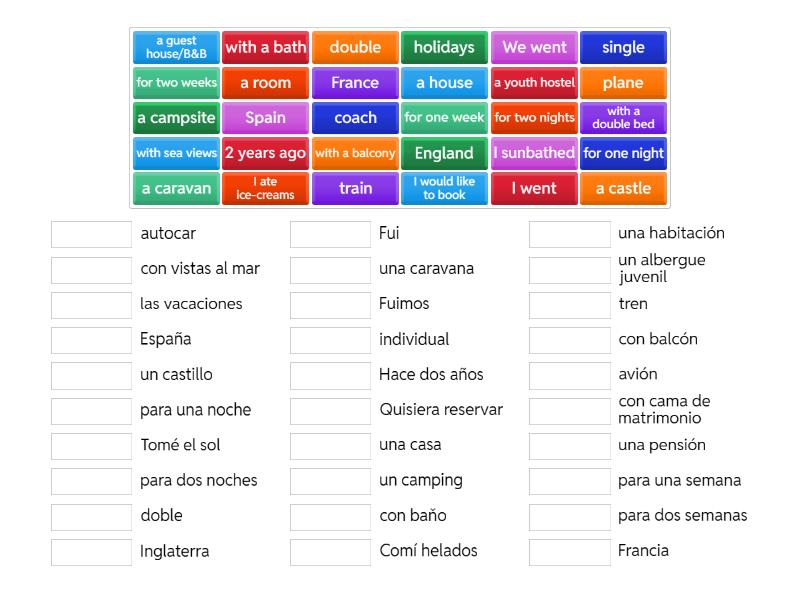 Ir de vacaciones - Match up