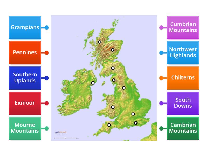 Upland areas of the UK - Labelled diagram