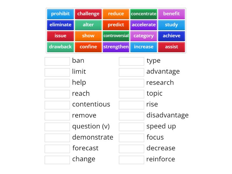 Common synonyms in academic writing - Match up