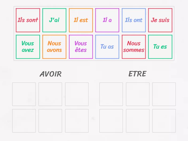 Avoir ou Etre ? - Group sort