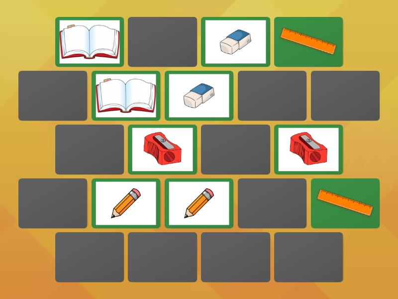 school objects - Matching pairs