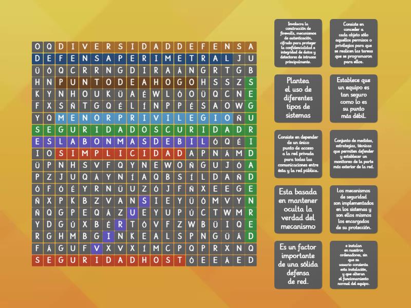 Seguridad en la red - Sopa de letras