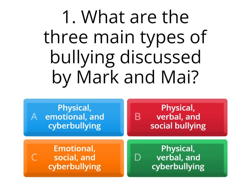 Types of bullying - Quiz