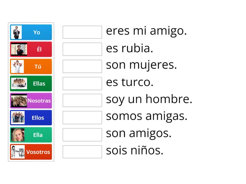 Verbo "ser" - Une las parejas