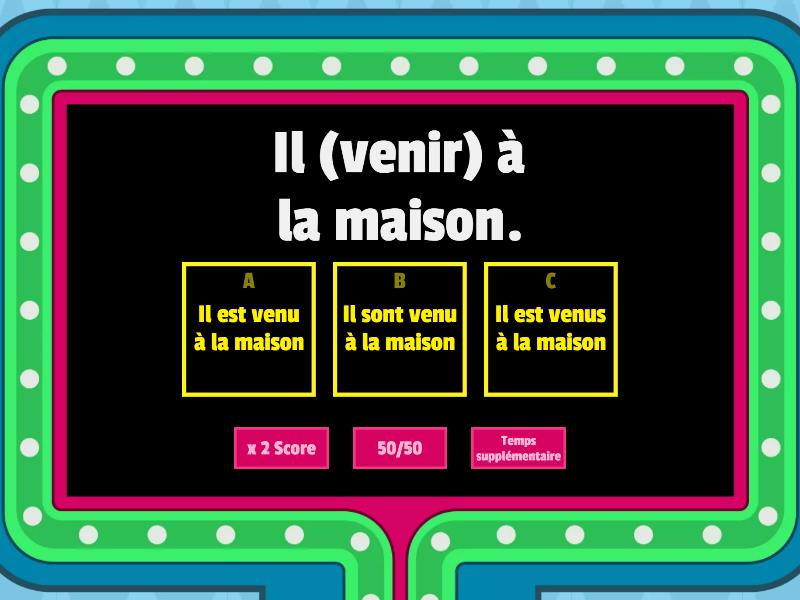 Le Passé composé avec "être" - Gameshow quiz