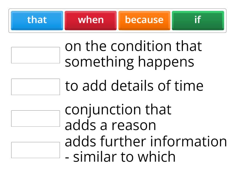 How to use different subordinate conjunctions - Match up