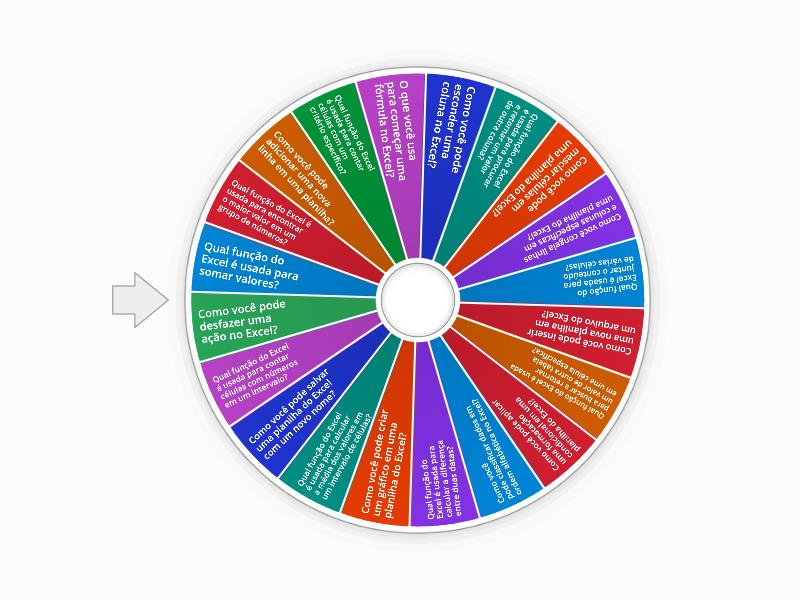 Teste seu conhecimento de Excel - Spin the wheel