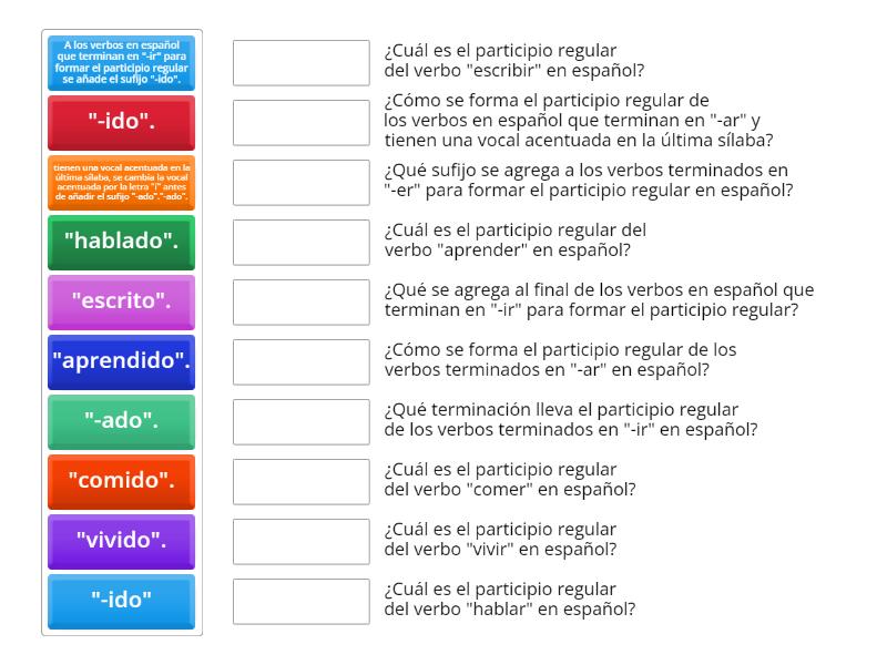 participio regular espanhol - Match up