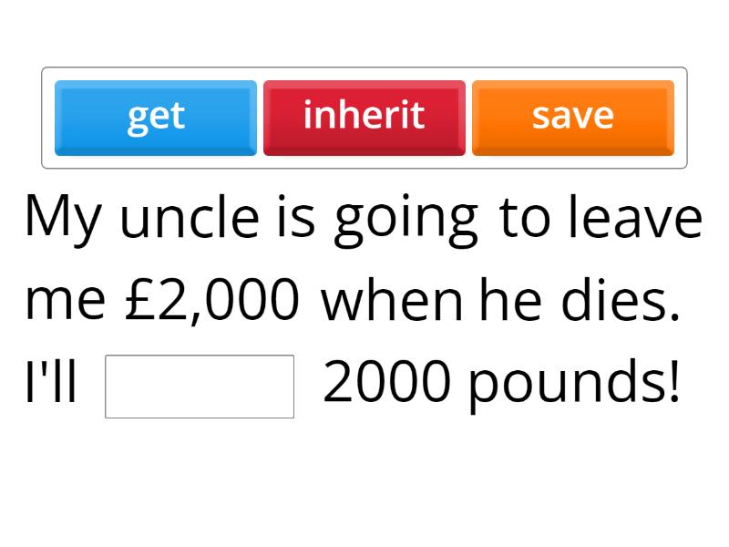 Intermediate 2A Money Vocabulary - Complete the sentence