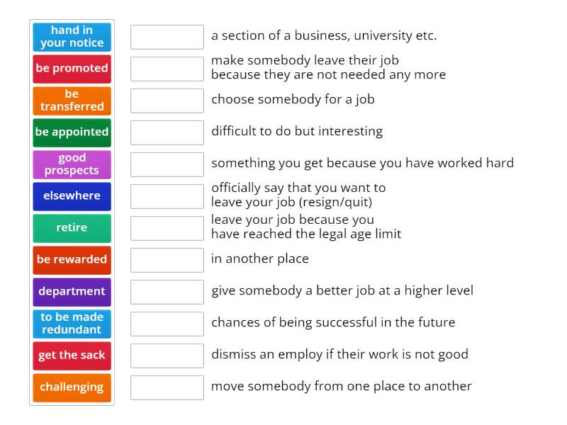 Careers and employment vocabulary - Match up