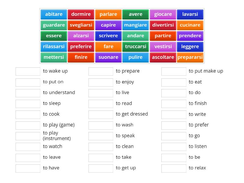 Verb Meanings - Une las parejas