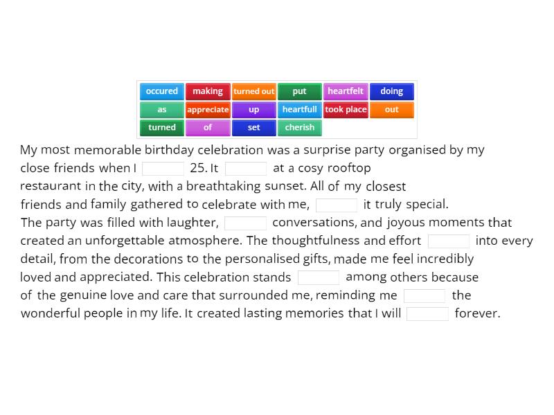 Birthday 1 - Complete the sentence