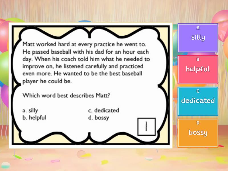 Character Traits game - Quiz
