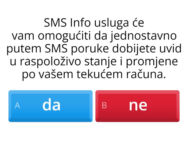 SMS bankarstvo - Quiz