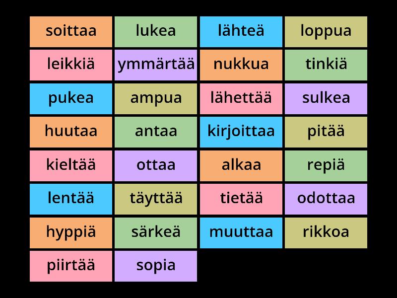 Verbityyppi 1 / astevaihtelu - Flip tiles