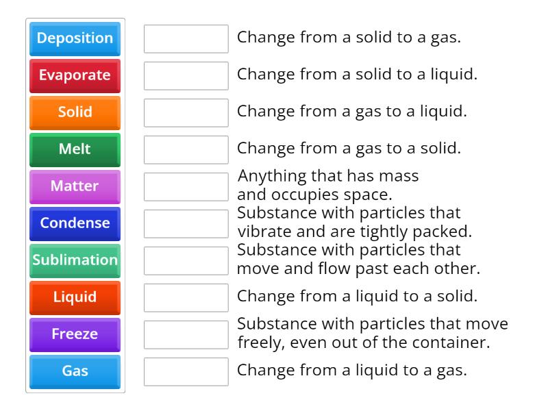 States of Matter - Match up