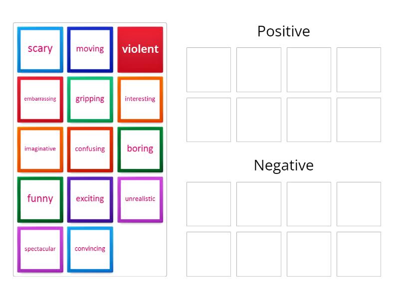 Adjectives to describe films and TV Programmes (+ and -) - Ordenar por ...