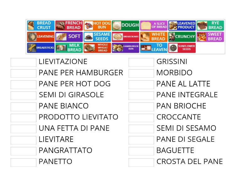 Bread dictionary - Il lessico del pane - Match up