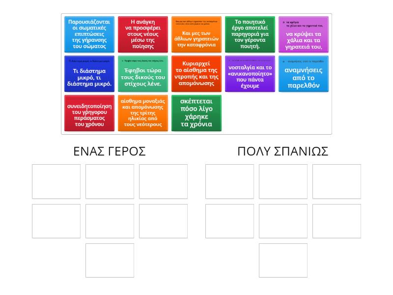ΚΑΒΑΦΗΣ ΚΑΙ ΓΗΡΑΤΕΙΑ /ΠΕΡΑΣΜΑ ΤΟΥ ΧΡΟΝΟΥ - Group sort