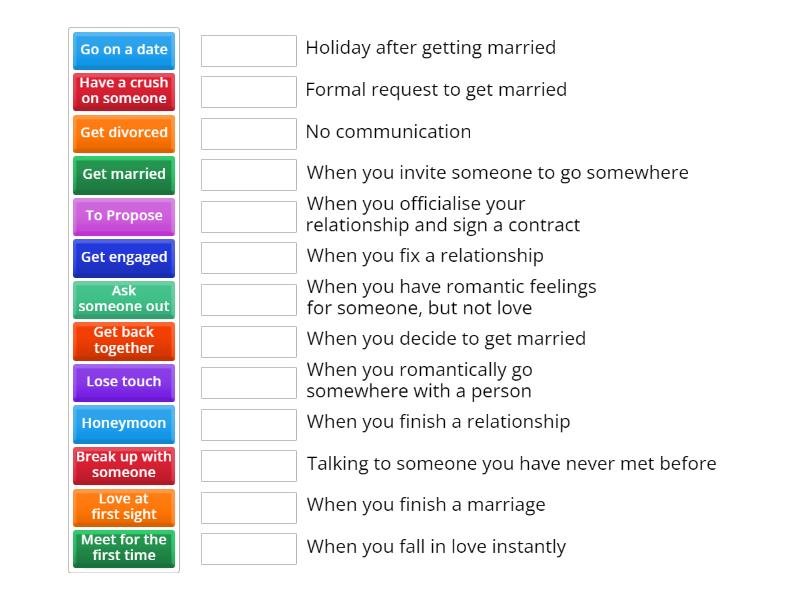 Relationship vocabulary - Match up