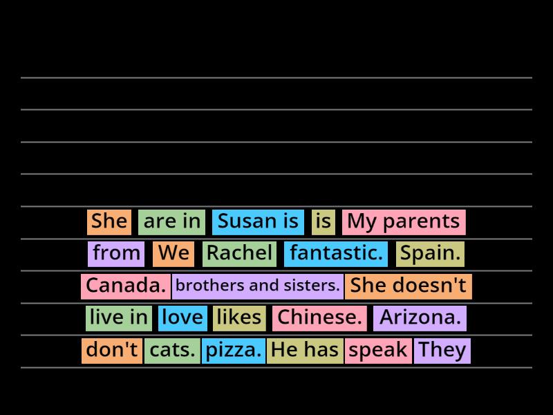 Make up sentences - Word Order - Word magnets