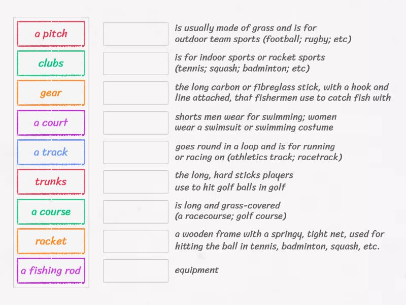 Match the words with their definitions - Match up