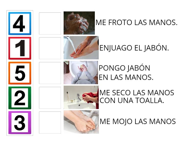 LAVARSE LAS MANOS. SPANISH - Match up