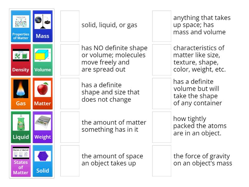Properties of Matter Vocabulary - Match up