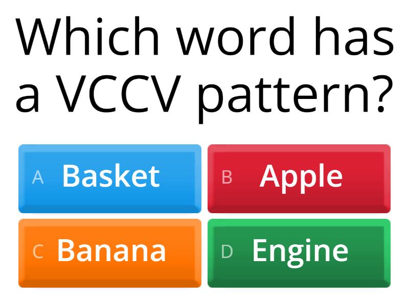 Find the VCCV words - Quiz