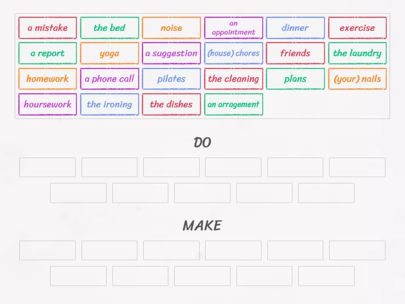 Collocations: DO vs MAKE - Group sort